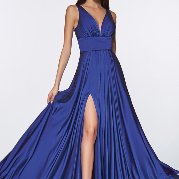 Cinderella | Dresses | Vneck Satin Aline Shape Prom Dress Cd7469 | Poshmark